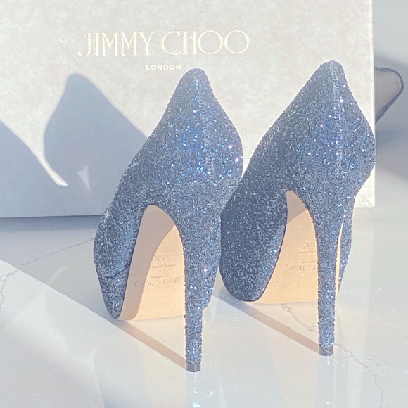 Jimmy Choo | Shoes | Navy Sparkling Jimmy Choo Jennica 38 2 Pumps ...